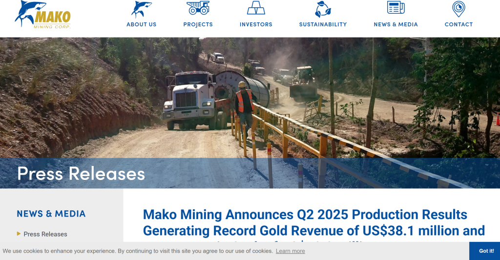 Mako Mining Achieves Record Q2 2025 Gold Revenue of US$38.1 Million ...