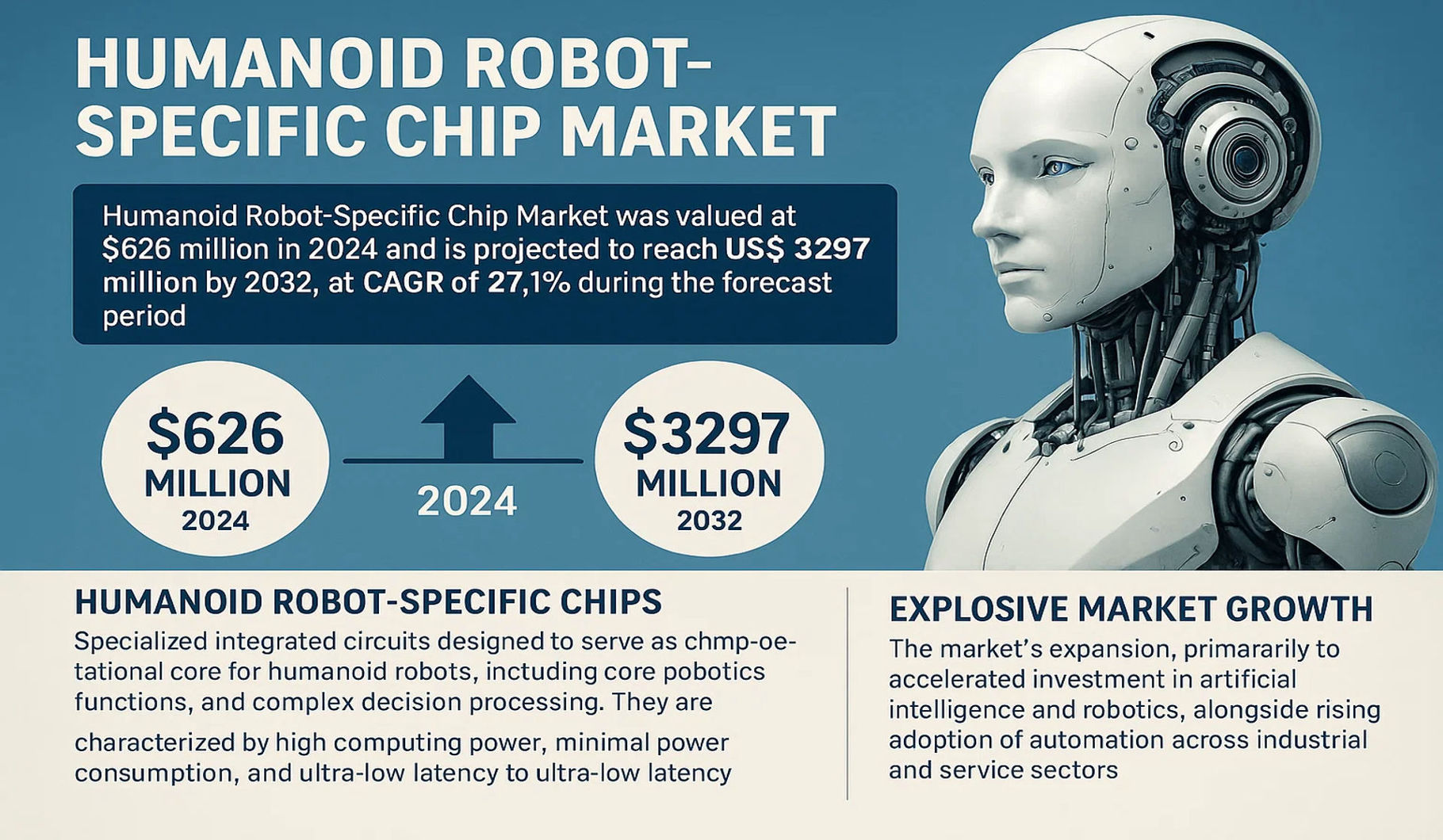 Humanoid Robot-Specific Chip Market was 626 million in 2024 , at a CAGR ...