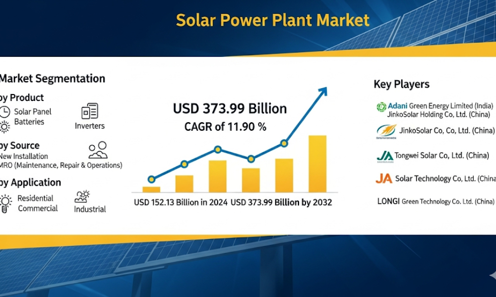 Solar Power Plant Market Expected to Surge to USD 373.99 Bn